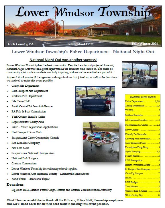 Newsletters – Lower Windsor Township