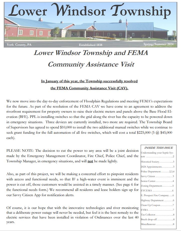 Newsletters – Lower Windsor Township